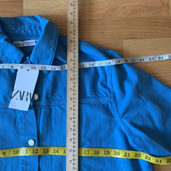 Zara | Jackets & Coats | Zara Solid Bright Blue Jean Jacket Nwt ...